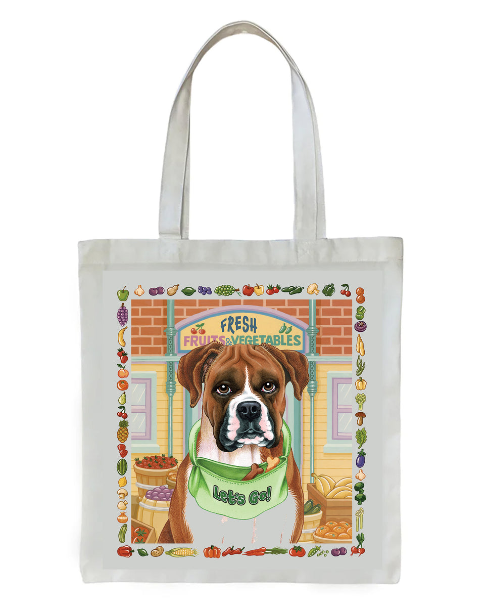 Boxer Fawn Uncropped - Tomoyo Pitcher Dog Breed Tote Bags