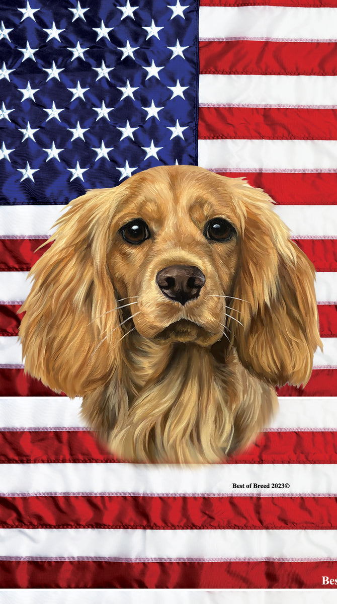 Cocker Spaniel Buff - Best of Breed Patriotic Terry Velour Microfiber