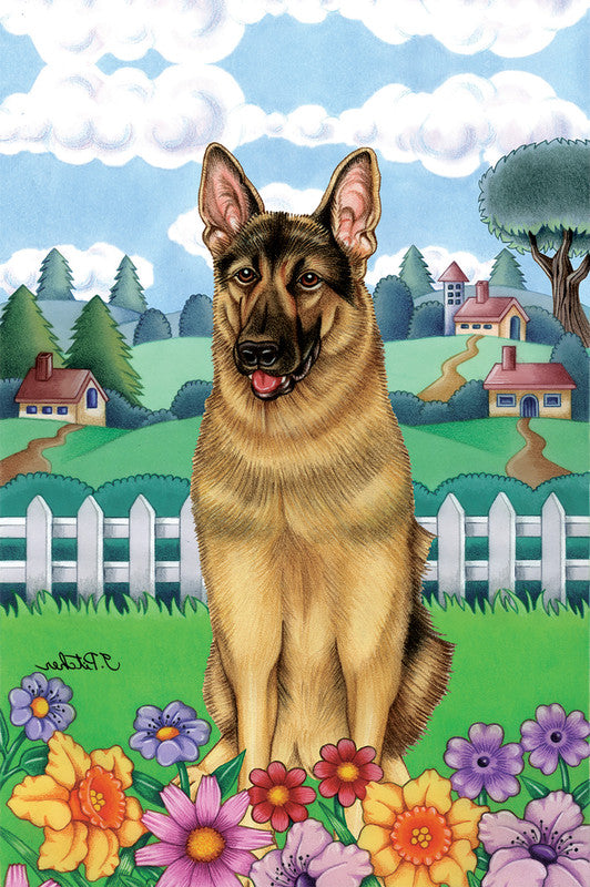 German Shepherd - Tomoyo Pitcher Spring Garden Flag 12" x 17" - $17.95
