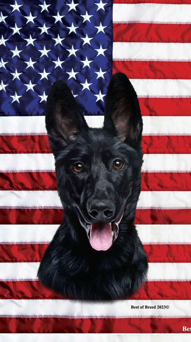 German Shepherd Black - Best of Breed Patriotic Terry Velour Microfibe