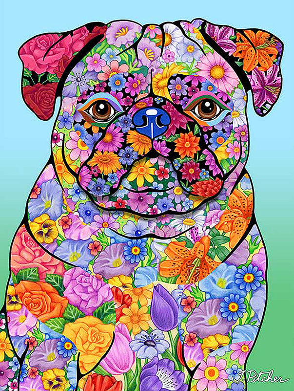 Pug - Tomoyo Pitcher Flowers Garden Flag 12" x 17" - $17.95