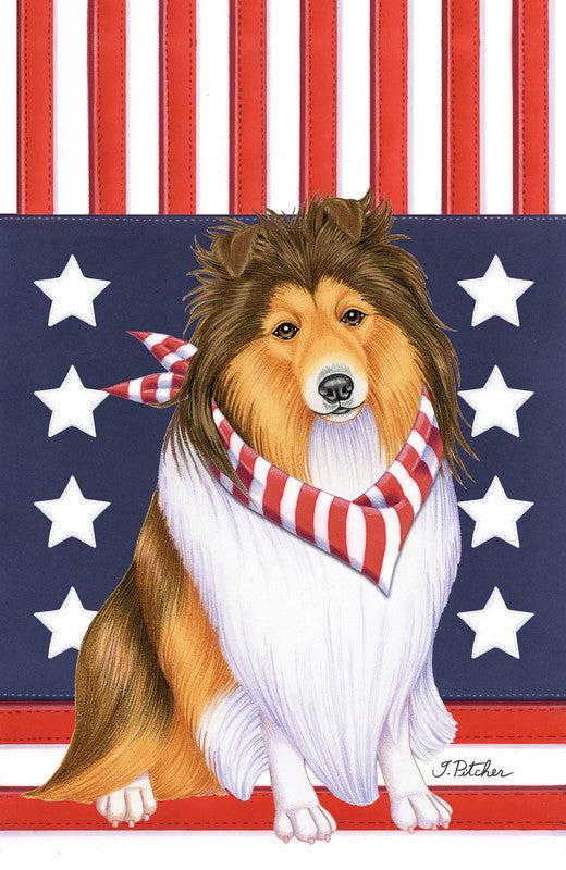 Sheltie - Tomoyo Pitcher Patriot Garden Flag 12" x 17" - $17.95