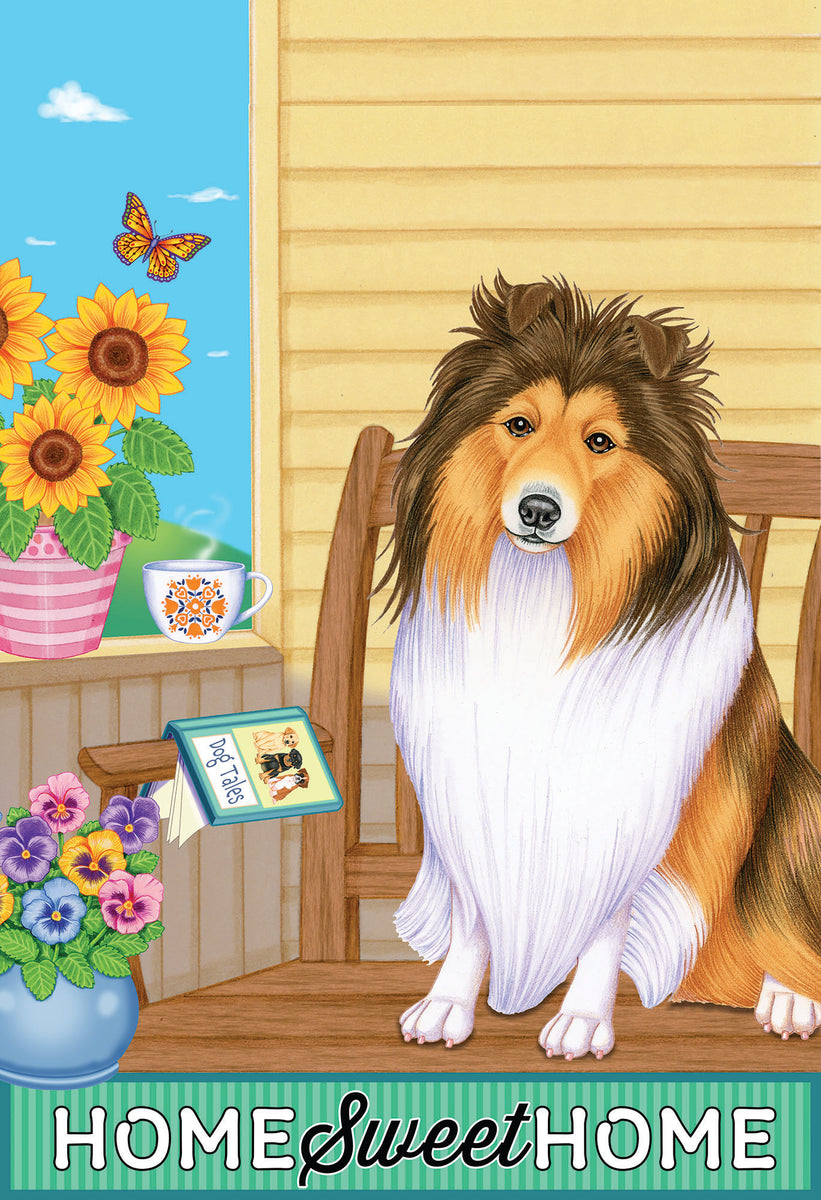 Sheltie - Tomoyo Pitcher Home Sweet Home Garden Flag 12" x 17"